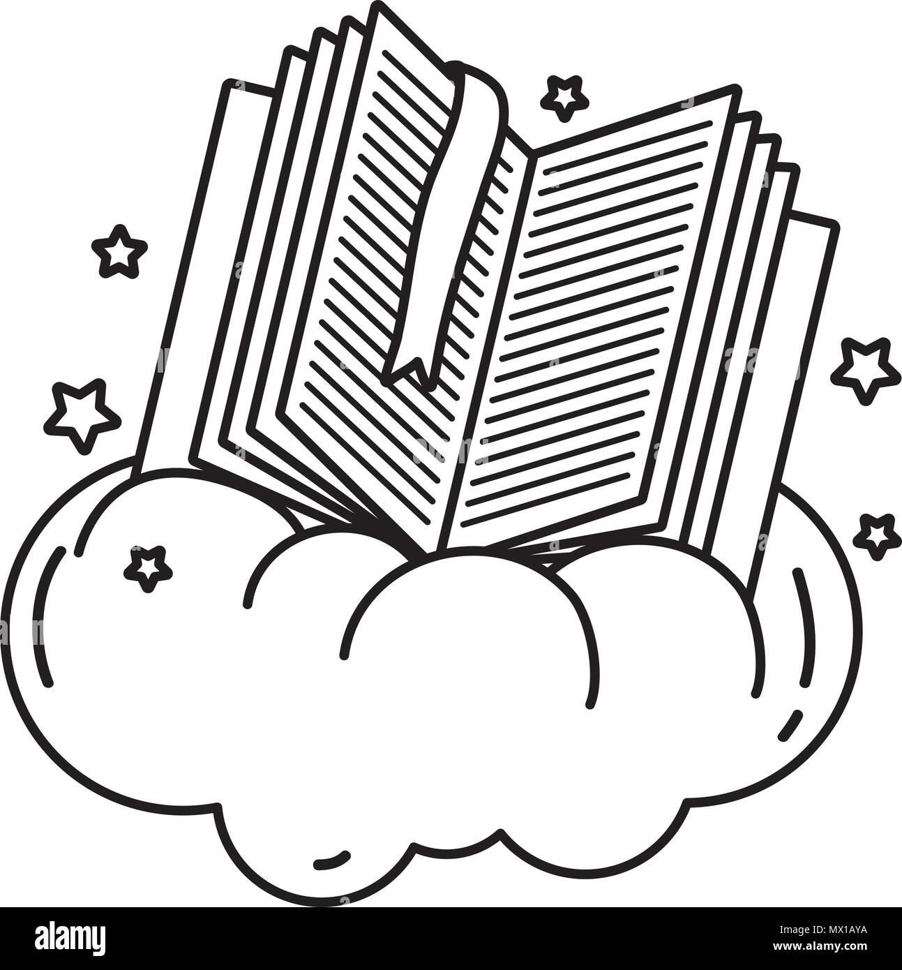 line open book with separator in the cloud and stars Stock Vector Image ...