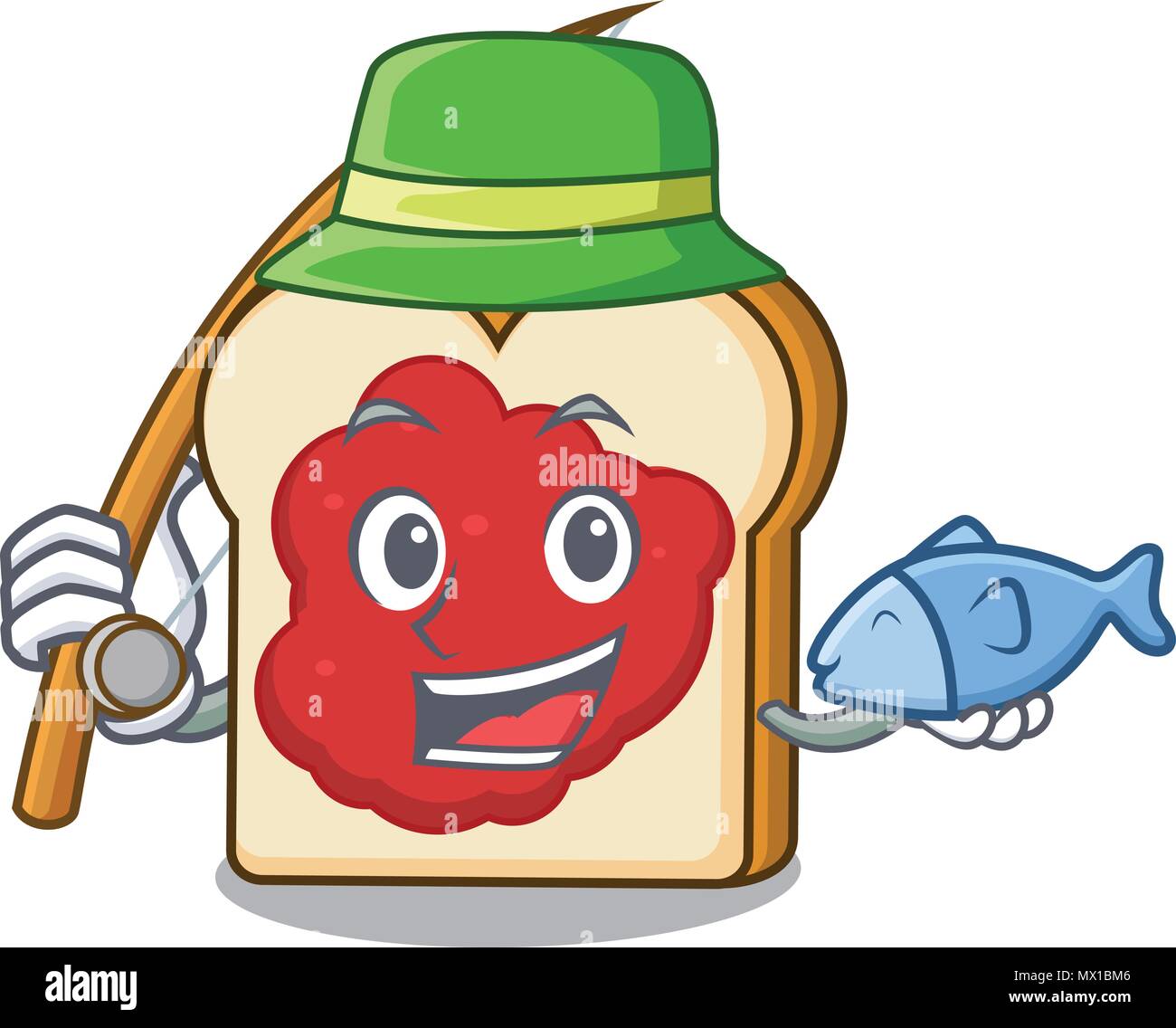 Fishing bread with jam mascot cartoon Stock Vector Image & Art - Alamy