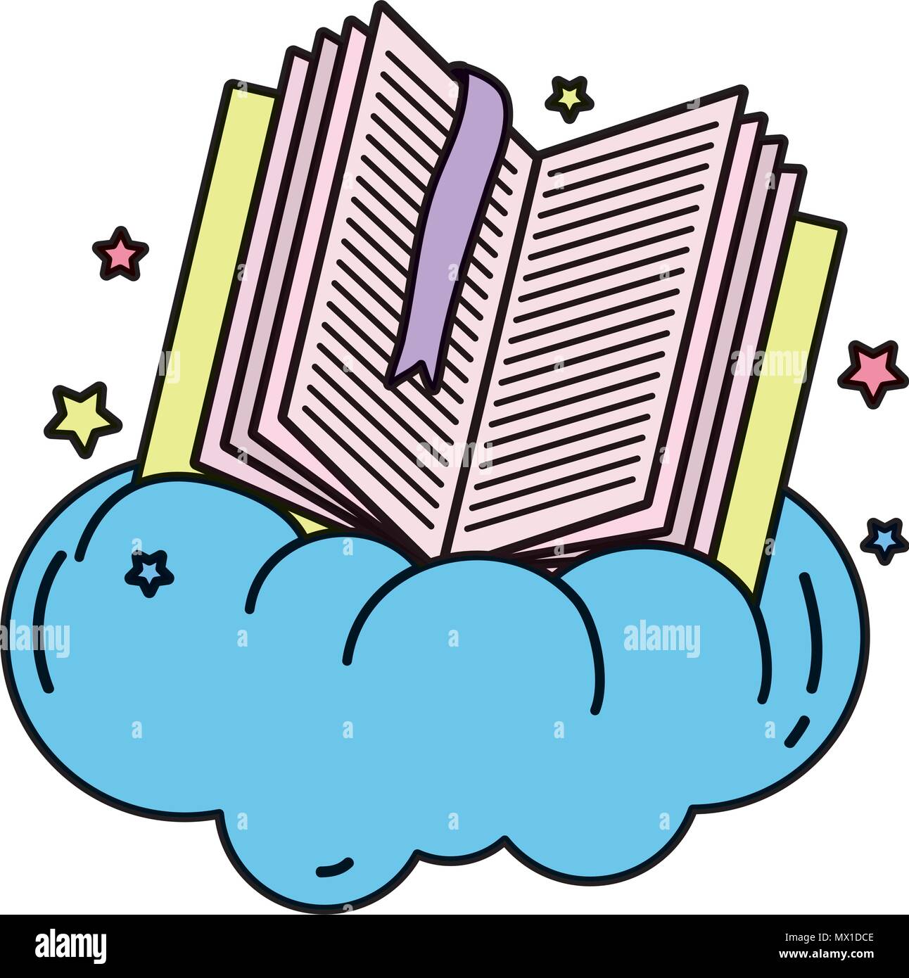 color open book with separator in the cloud and stars Stock Vector ...