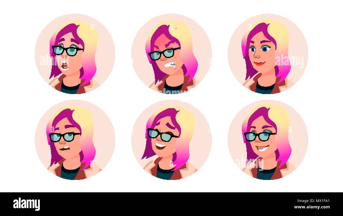 Avatar Icon Woman Vector. Comic Face Art. Cheerful Worker. Cartoon ...