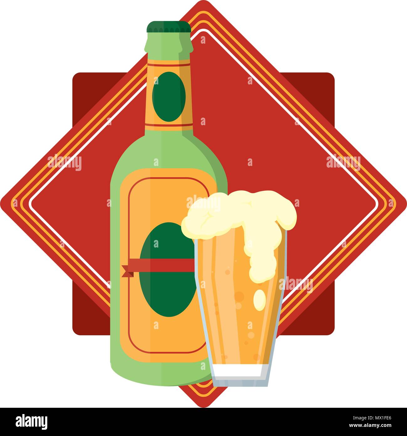 schnapps bottle and beer glass emblem Stock Vector Image & Art - Alamy