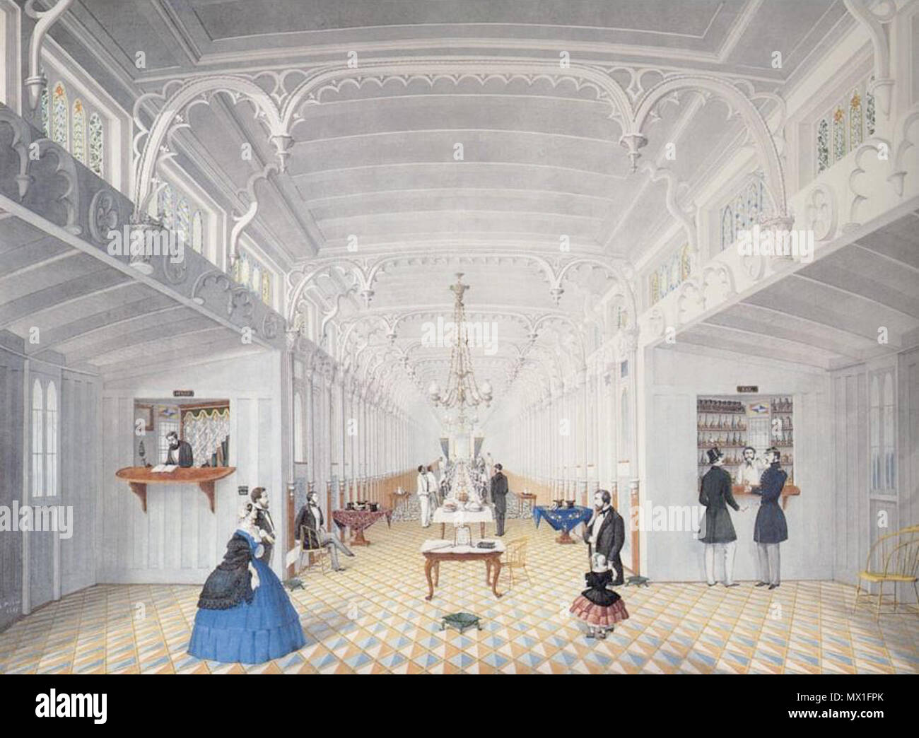 . Saloon of Mississippi River Steamboat 'Princess' 1861 gauche and ...