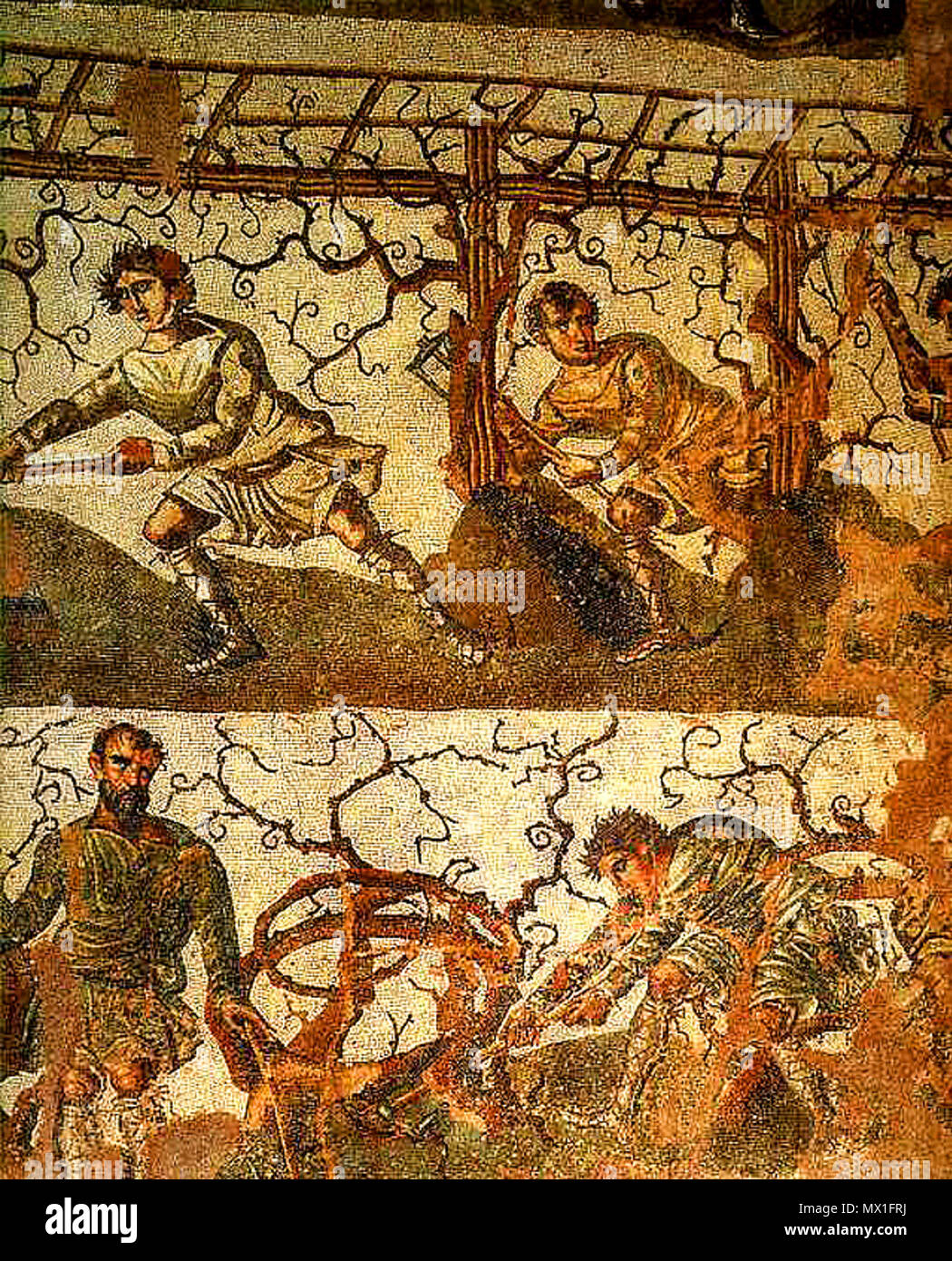 . Français : Mosaïque romaine de la série des travaux des champs ...