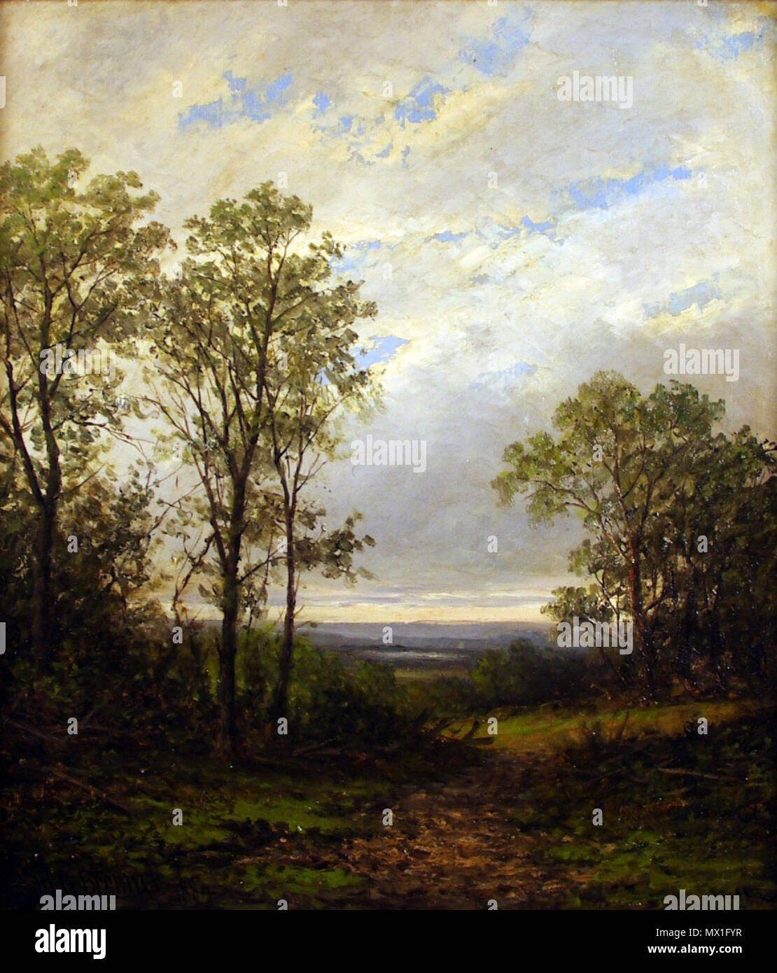 . English: Landscape with Trees and Broken Fence by Carl Brenner . 1884 ...