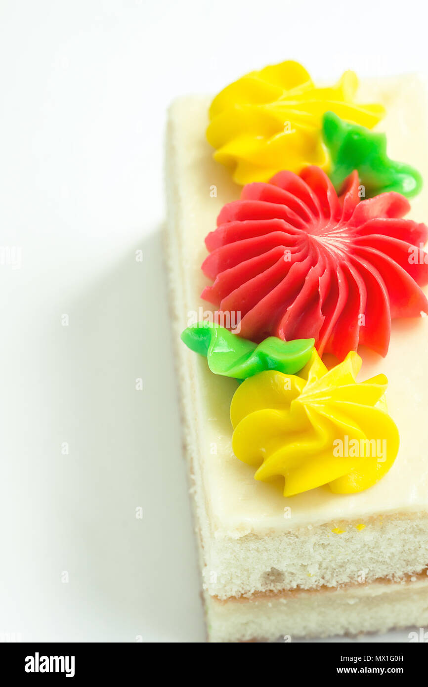 Rectangular Slice of Sponge Layer Cake with Whipped Butter Cream ...