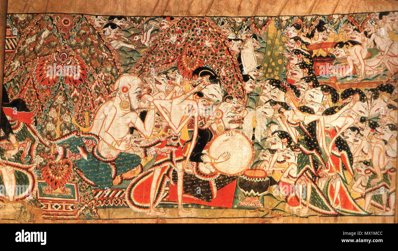 . English: Wayang beber Gedompol, picture roll 1, scene 4. Princess ...