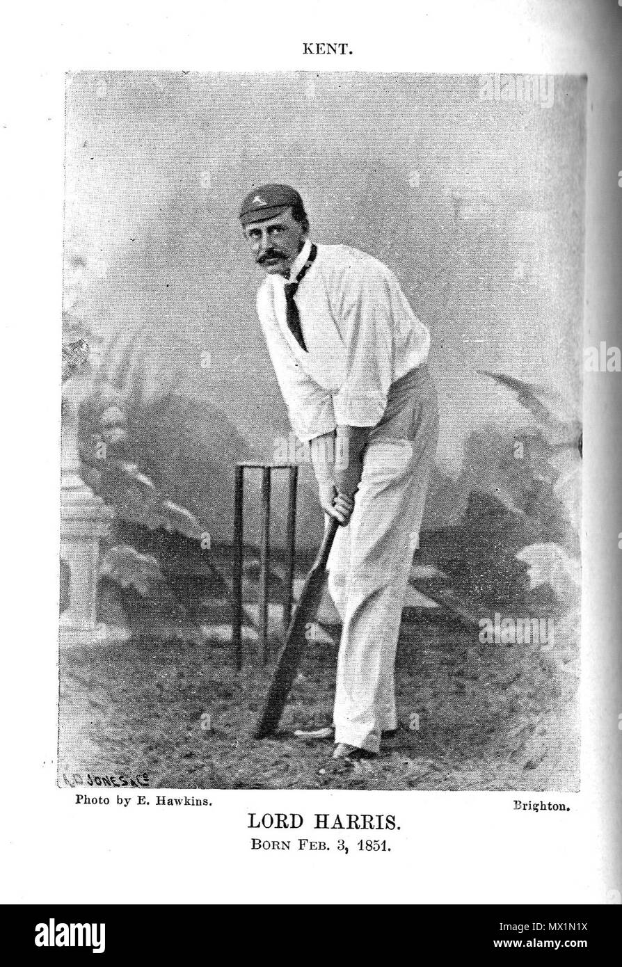 . Scan of cricketer Lord Harris . 1896. Photo by E Hawkins of Brighton ...