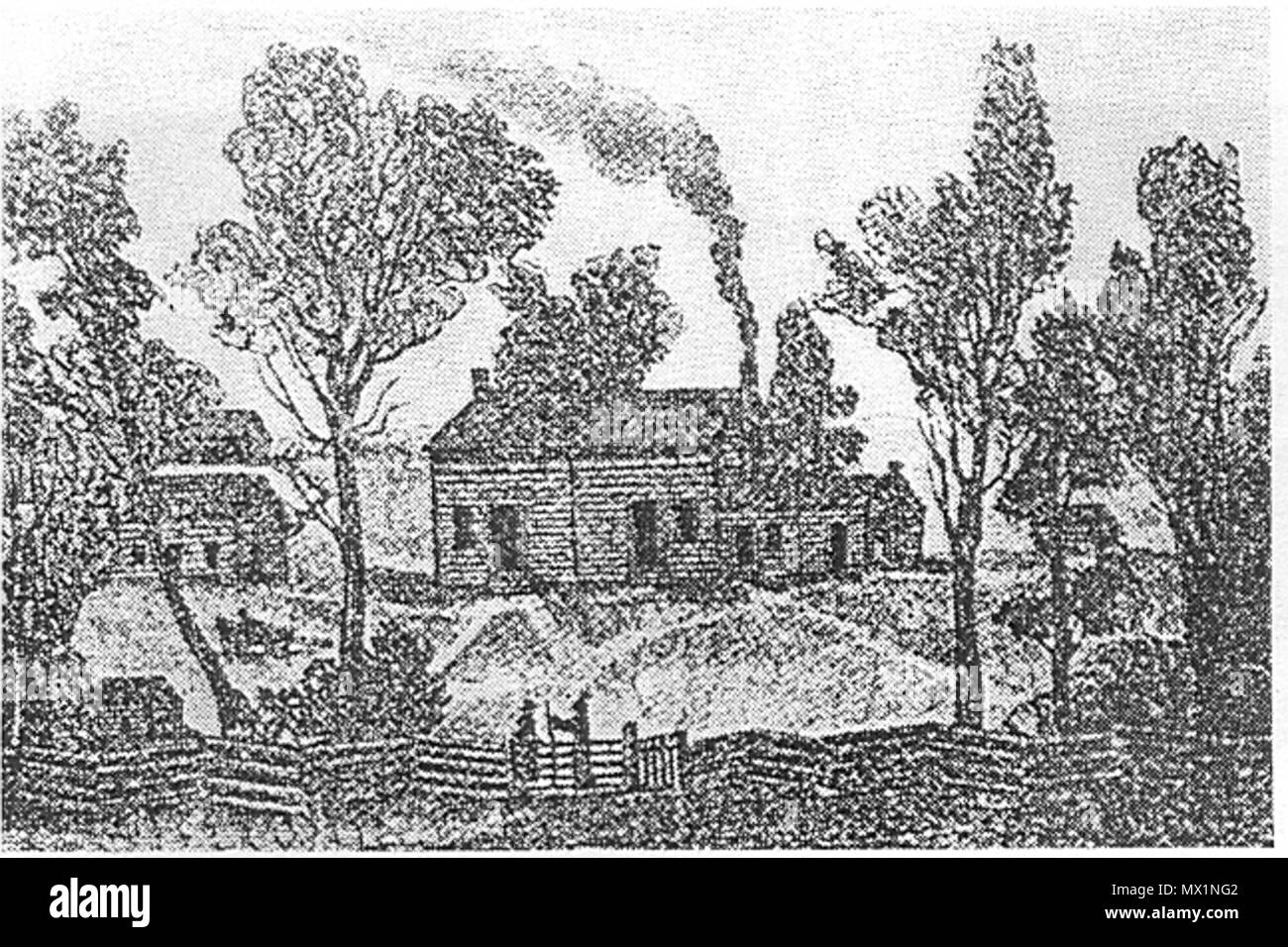 . English: Drawing by unknown artist. 1833. Unknown 555 Shawnee Baptist ...