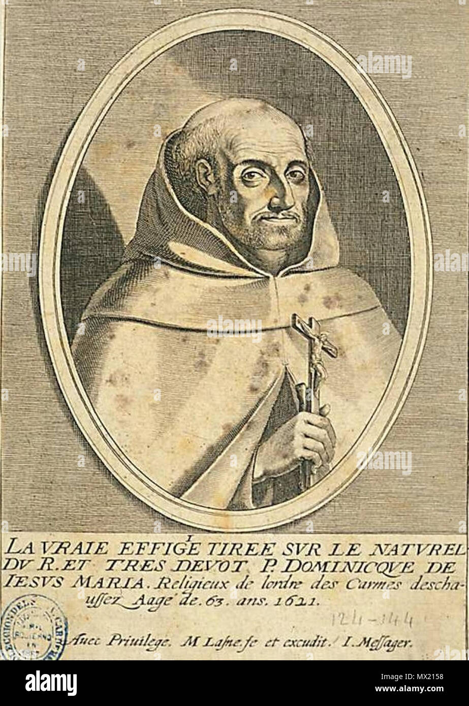 . Deutsch: Dominicus a Jesu Maria, zeitgenössischer Stich . 17th ...