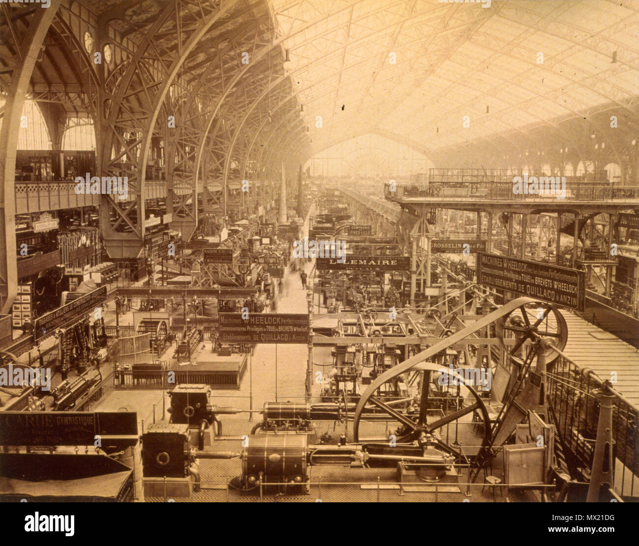 . English: Interior of the Gallery of Machines, Paris Exposition, 1889 ...