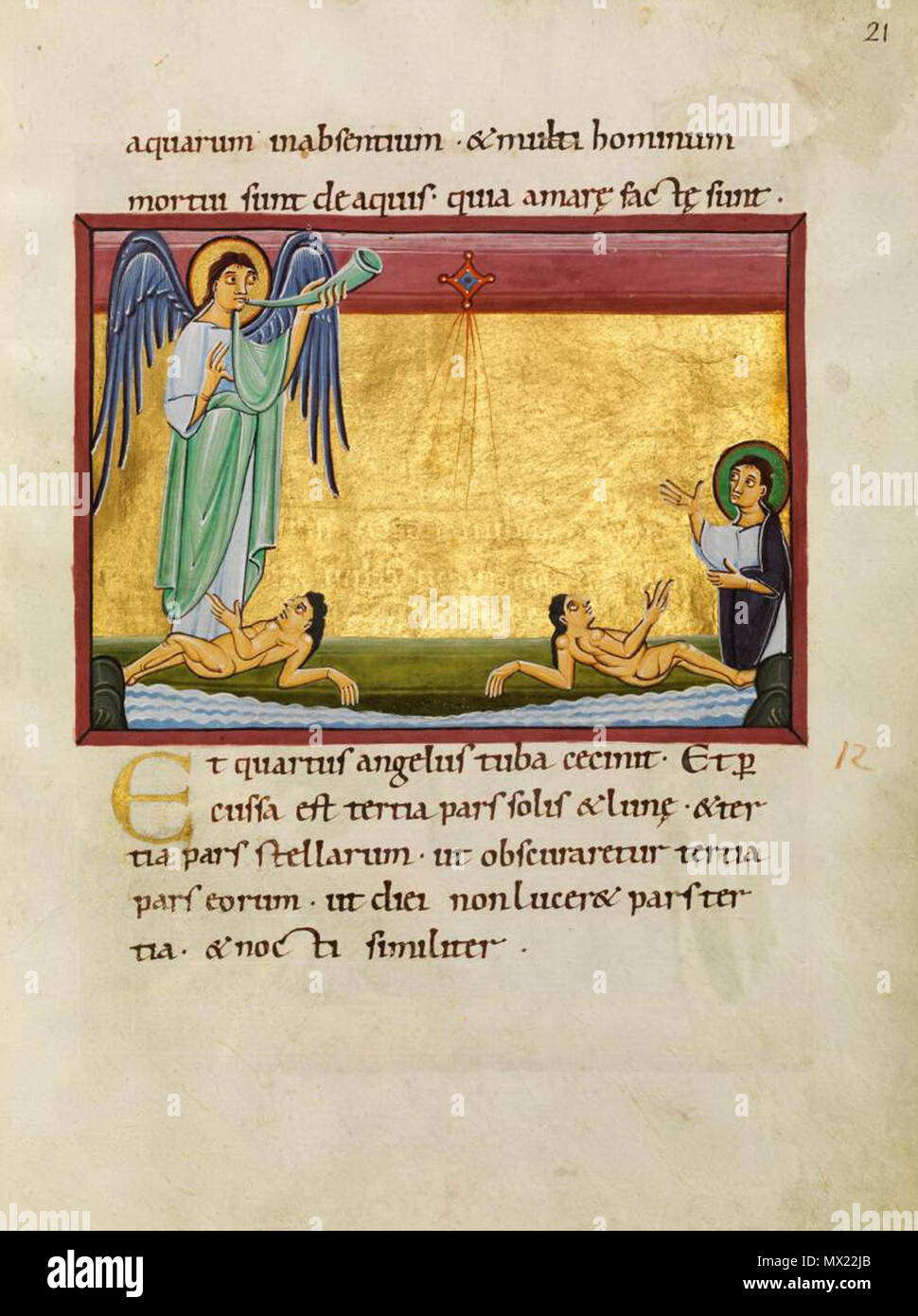 . Folio 21r of the Bamberg Apocalypse The third trumpet 70 ...