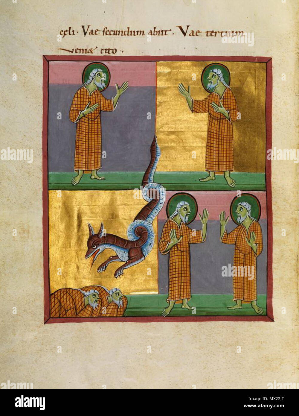 . Folio 27v of the Bamberg Apocalypse . The Prophets and the Beast for ...