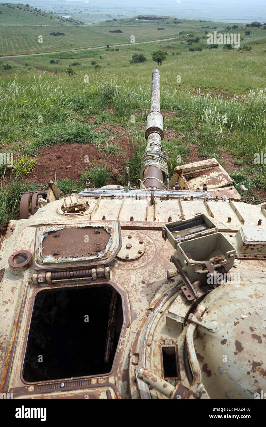 Tank tower on the battle field in Golan Heights in Israel Stock Photo ...