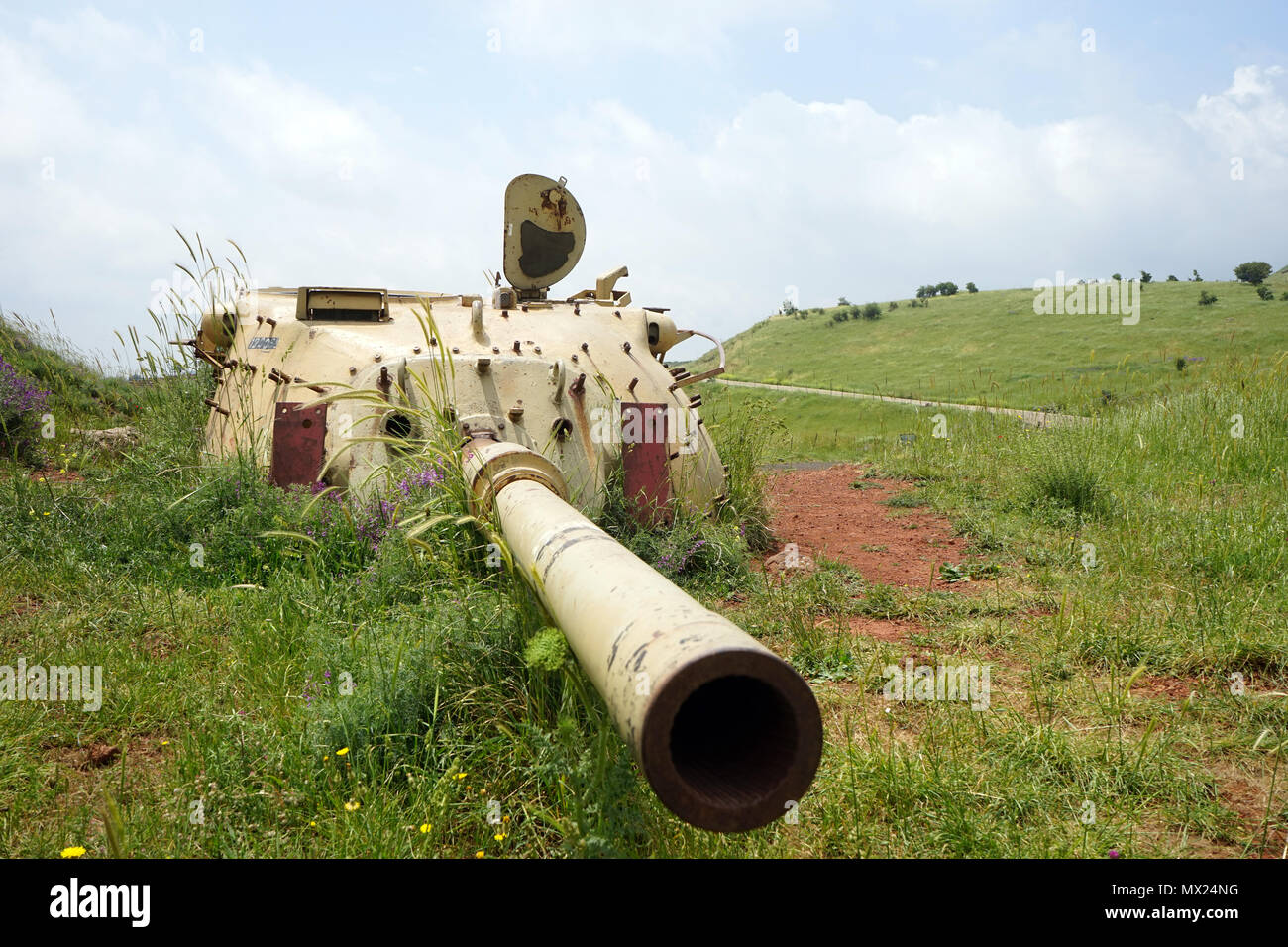 Old tank tower on the battle field in Golan Heights in Israel Stock ...