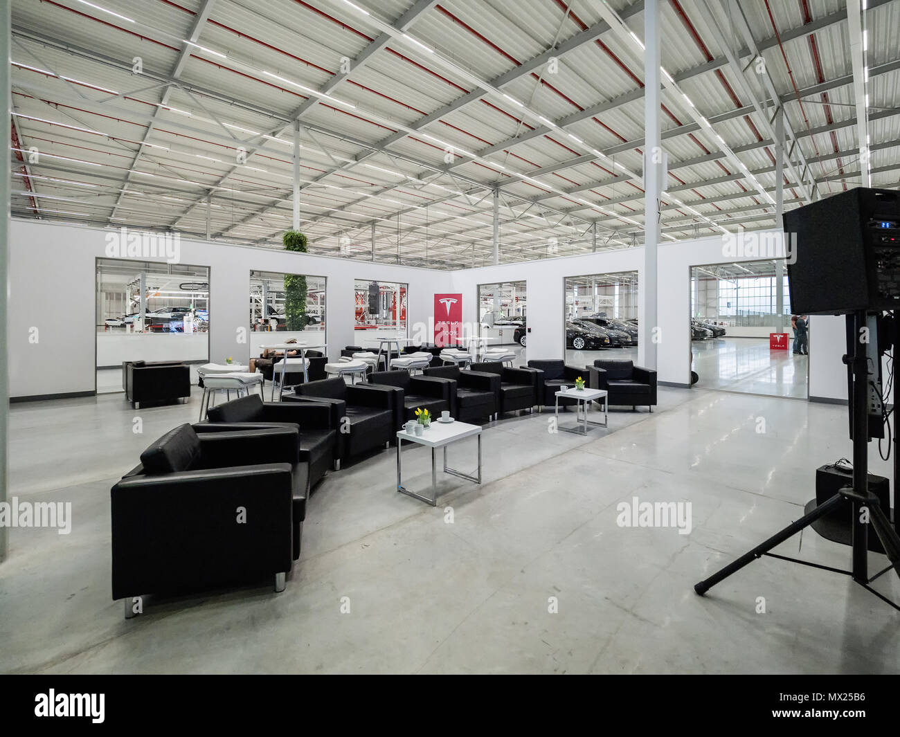 TILBURG, NETHERLANDS - MAY 31, 2018: Tesla Motors Assembly Plant in ...