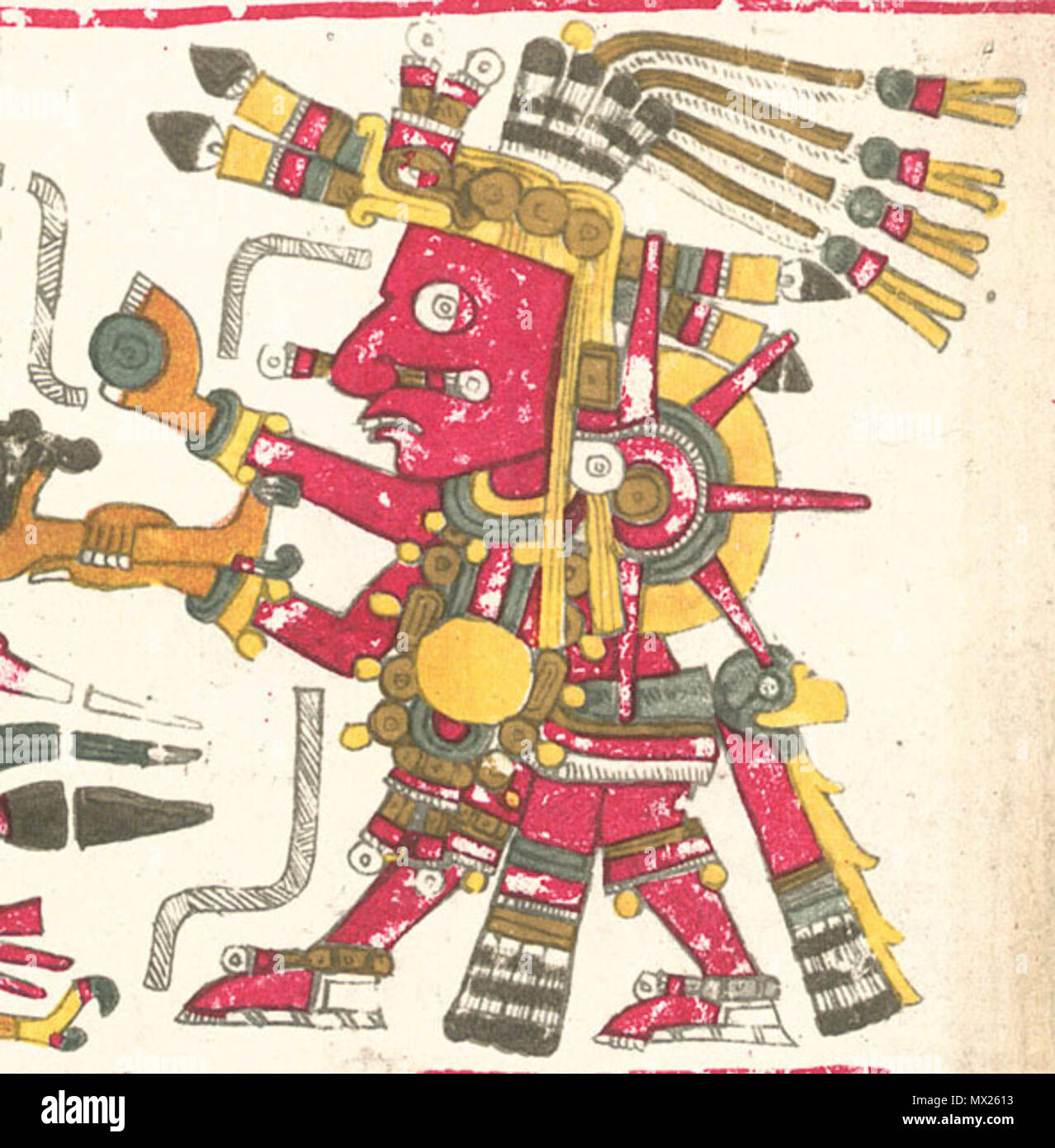 . English: A drawing of Tonatiuh, one of the deities described in the ...