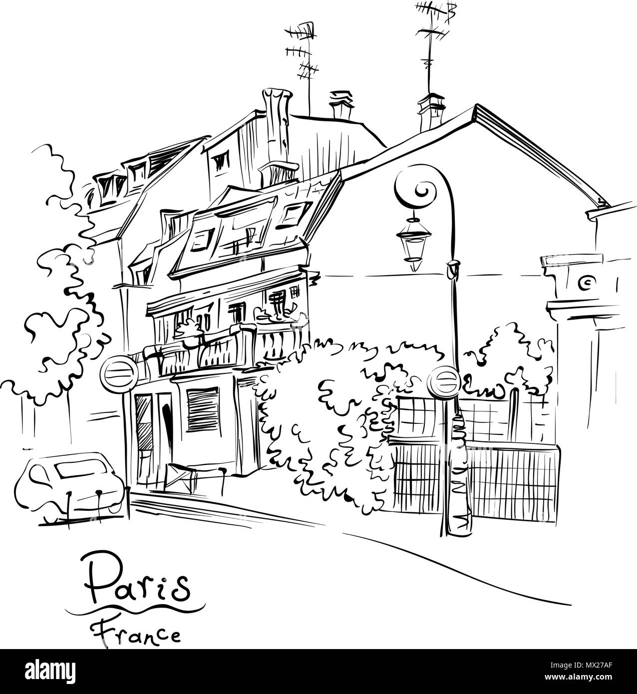 Paris street urban france Stock Vector Images - Alamy