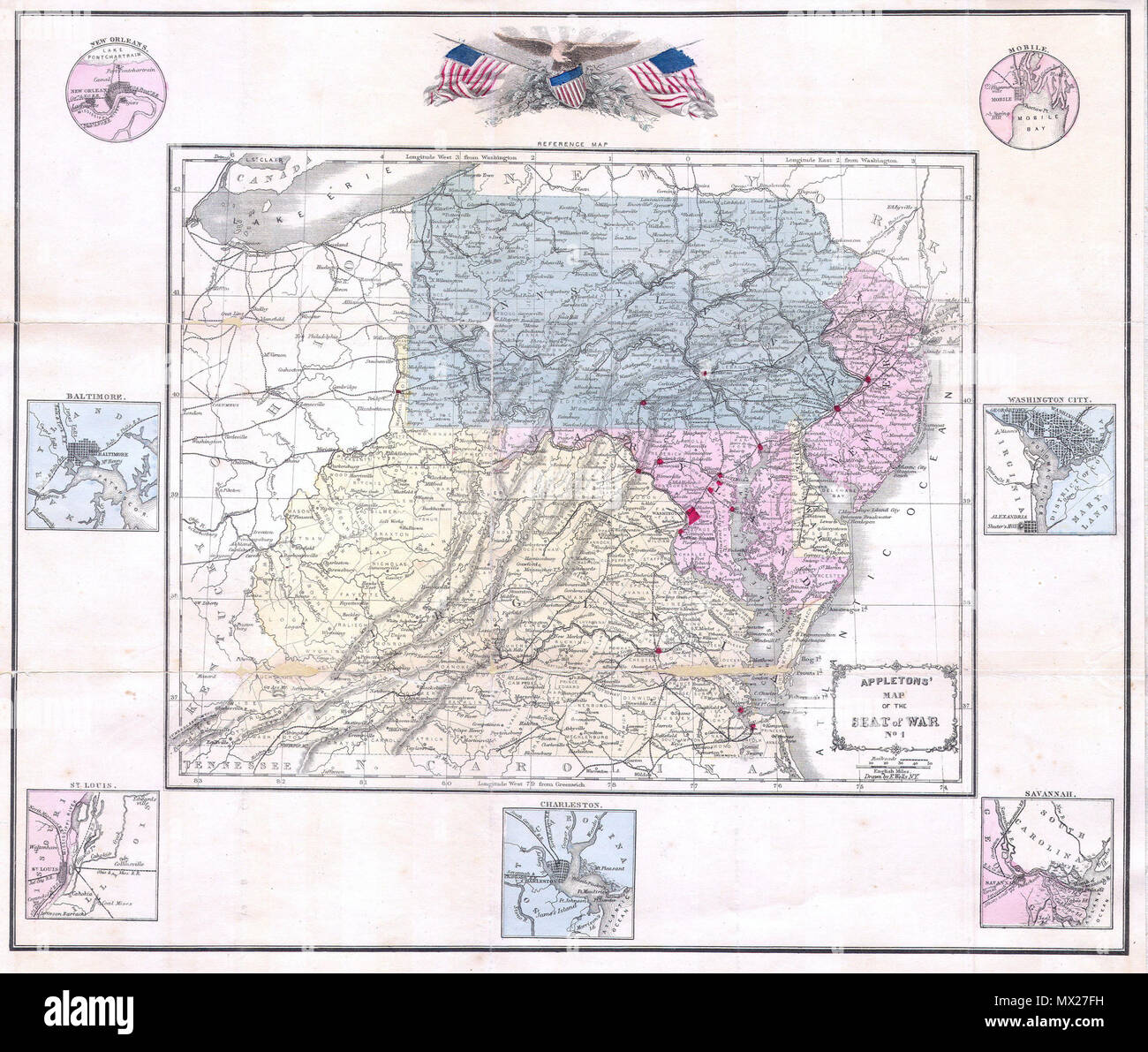 American civil war map 1861 hi-res stock photography and images - Alamy