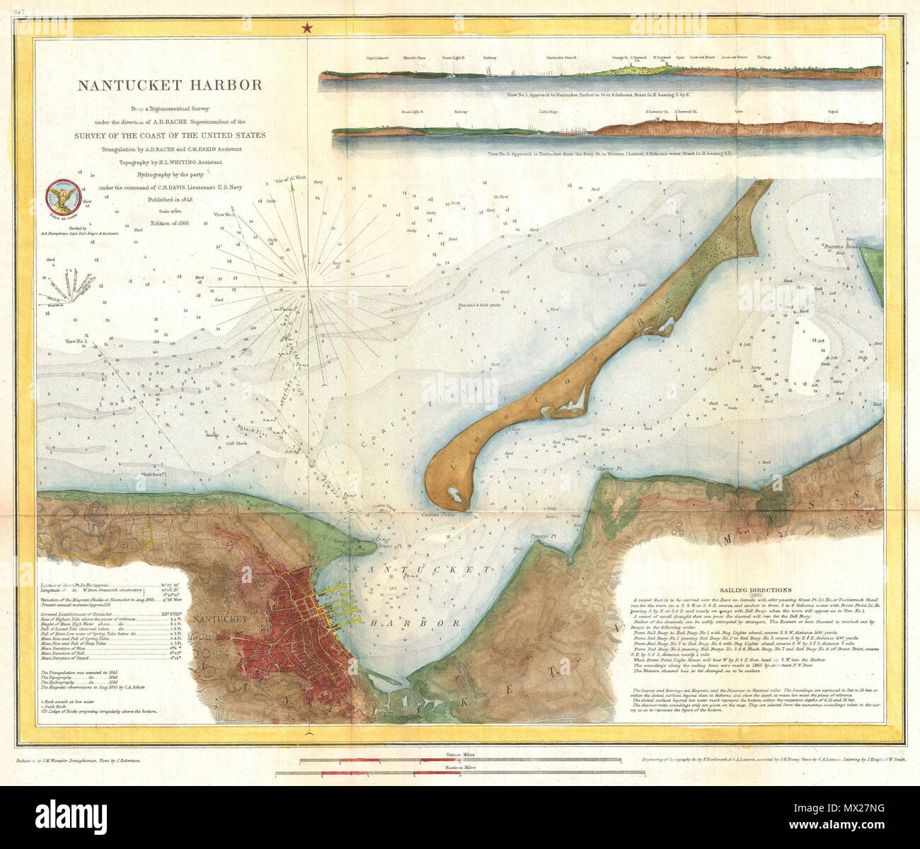 . Nantucket Harbor. English: An extraordinary 1866 U.S. Coast Survey ...