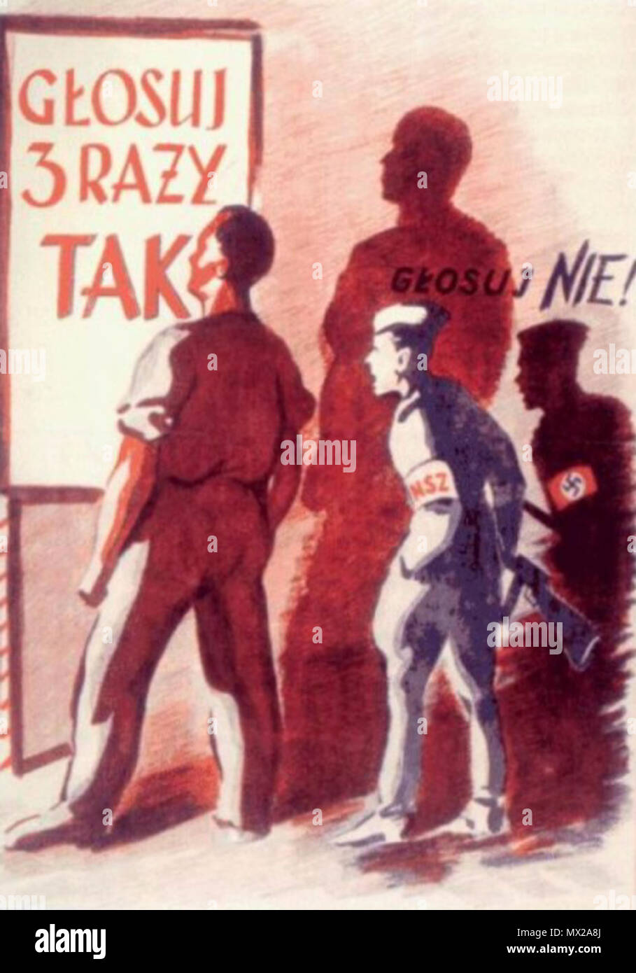 . Polski: Plakat z okresu PRL - Referendum 3 x TAK rok 1946. June 1946 ...