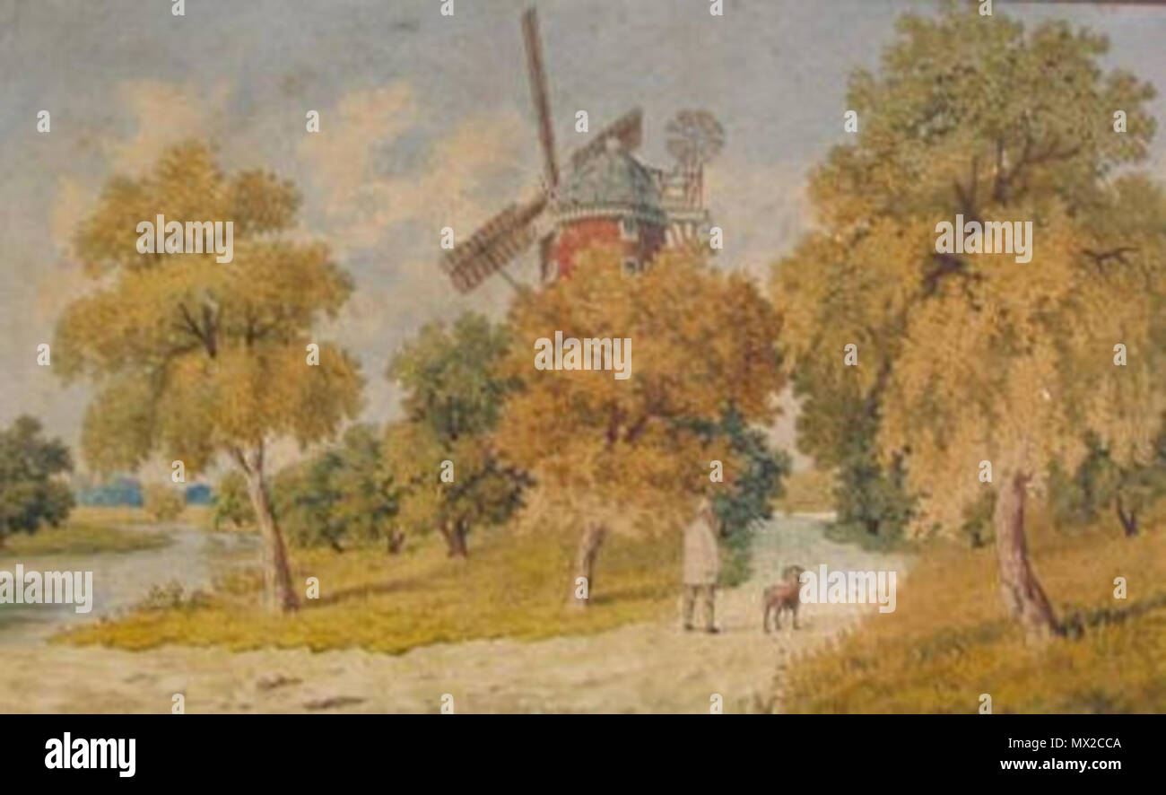 . A man and his dog on a riverside walk by William Frederick Austin ...