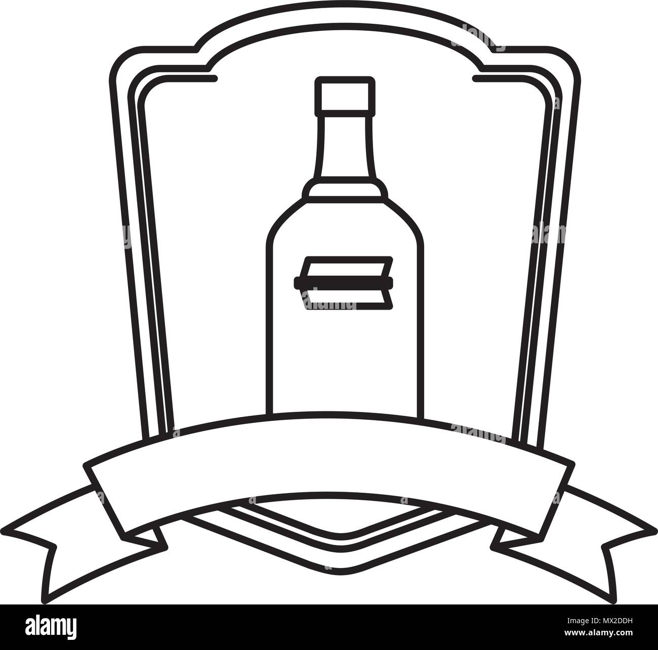 line liquor vodka bottle beverage emblem Stock Vector Image & Art - Alamy