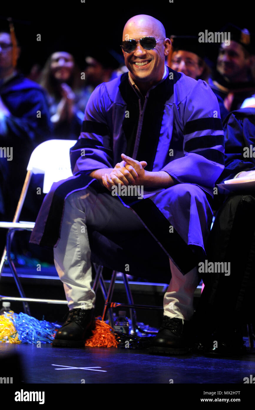 Vin Diesel receives his Honorary Doctor of Humane Letters during the Hunter College 2018 ...