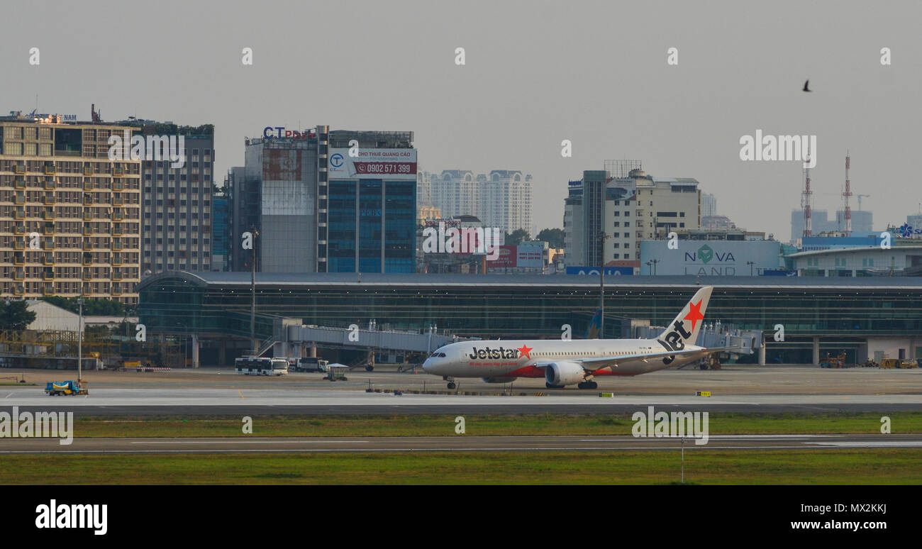 Saigon, Vietnam - Mar 11, 2018. Passenger airplanes at Tan Son Nhat ...