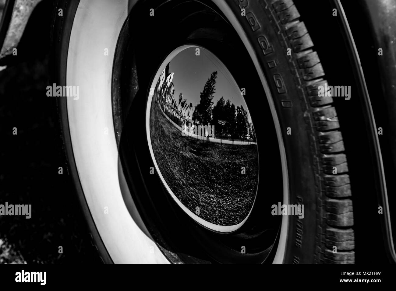 Vintage car chrome rims Stock Photo - Alamy