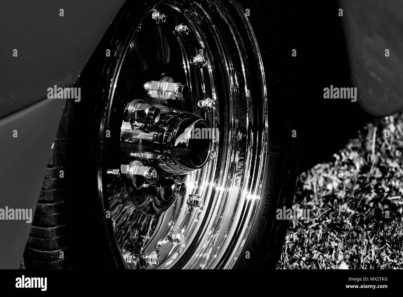 Vintage car chrome rims Stock Photo - Alamy