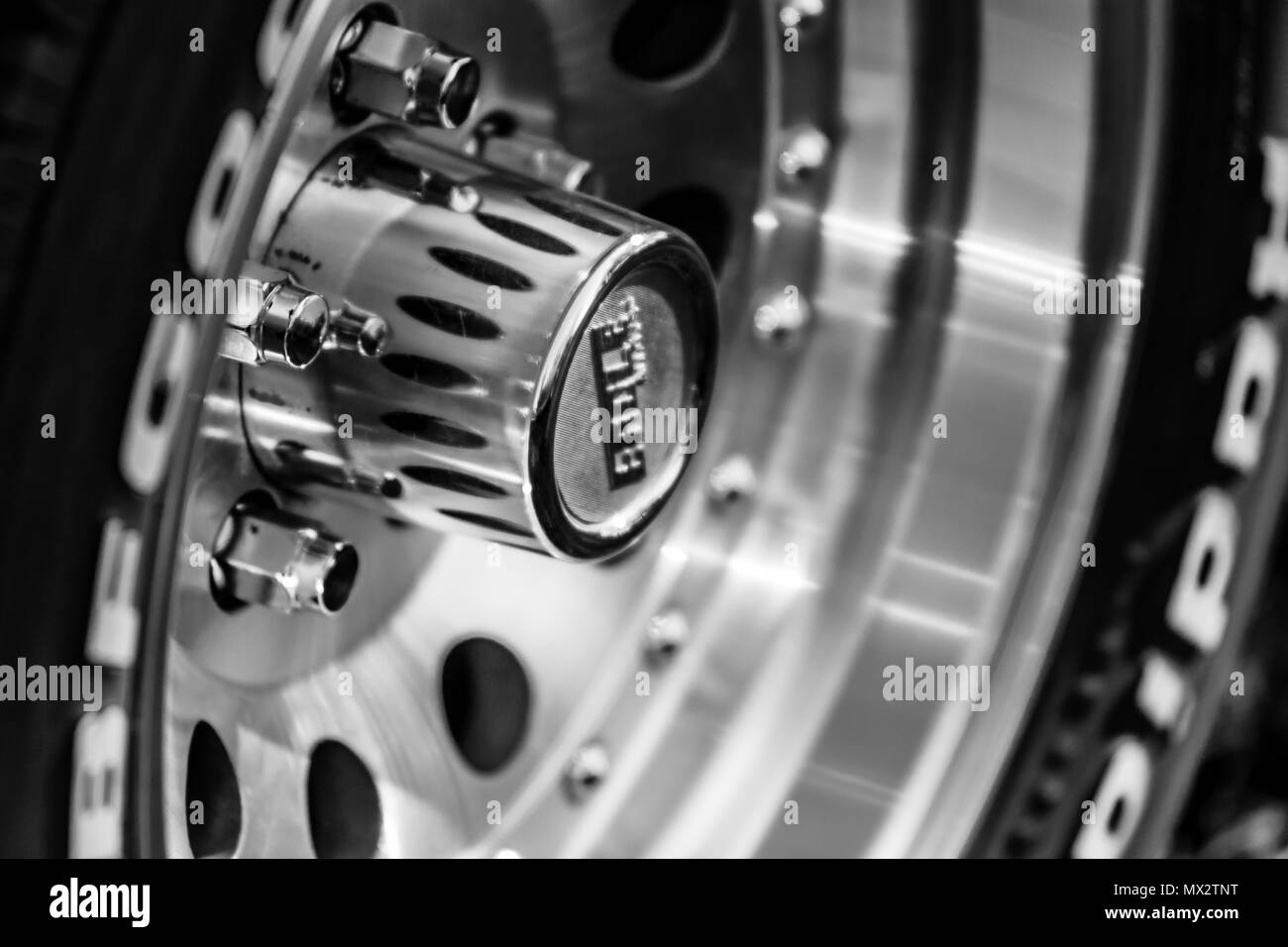 Vintage car chrome rims Stock Photo - Alamy