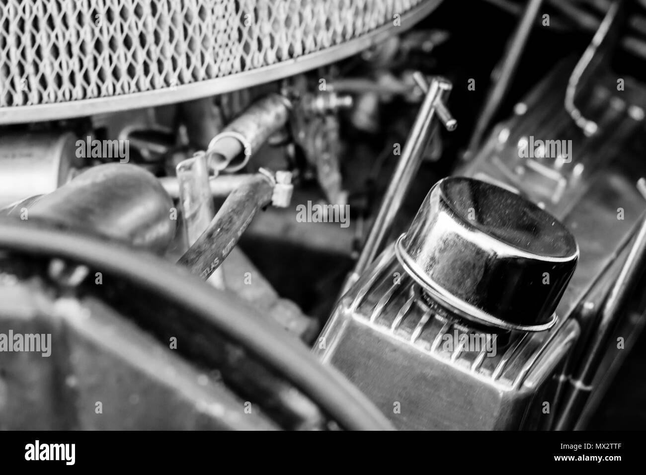 Vintage car featuring muscle engine parts Stock Photo - Alamy