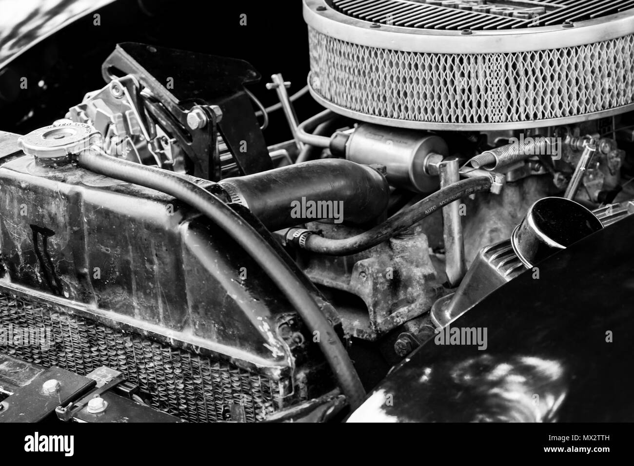 Vintage car featuring muscle engine parts Stock Photo - Alamy