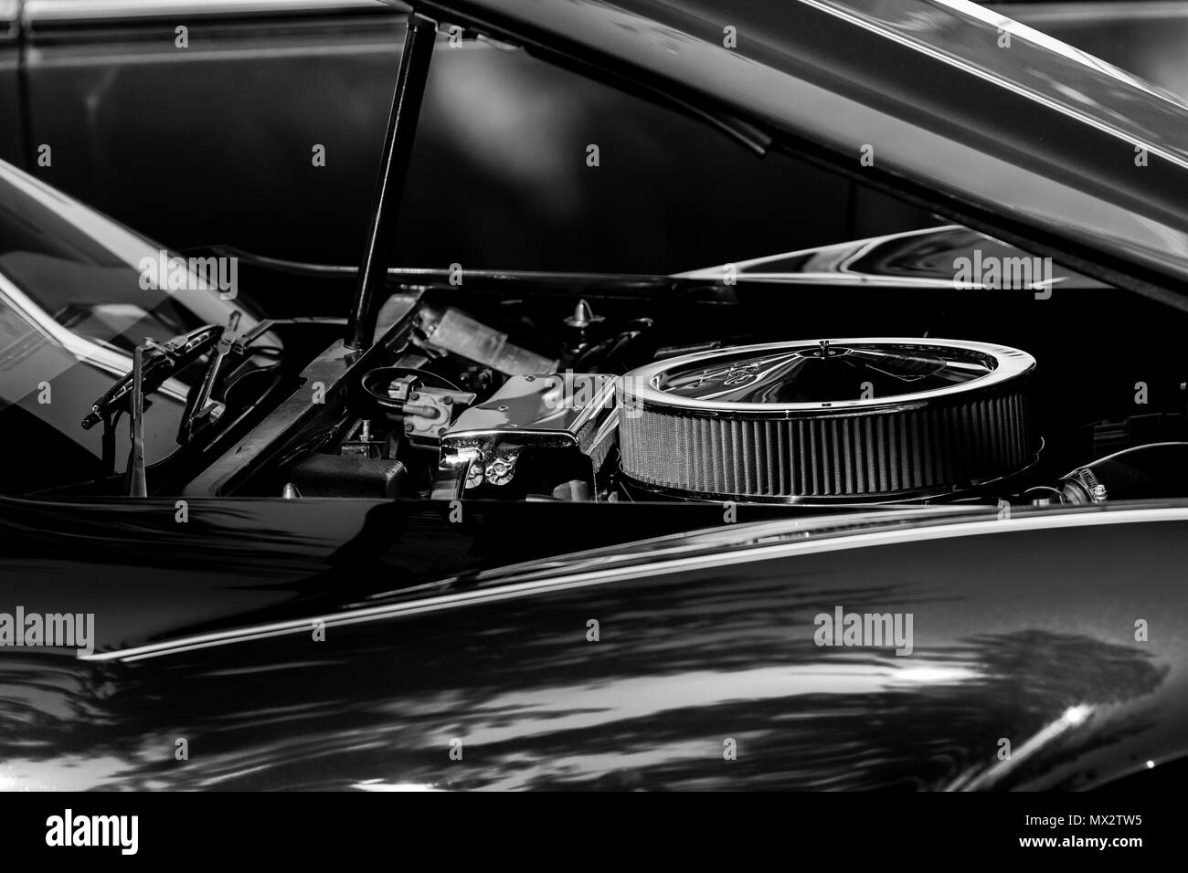 Vintage car featuring muscle engine parts Stock Photo - Alamy