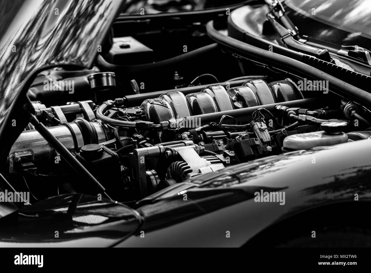 Vintage car featuring muscle engine parts Stock Photo - Alamy