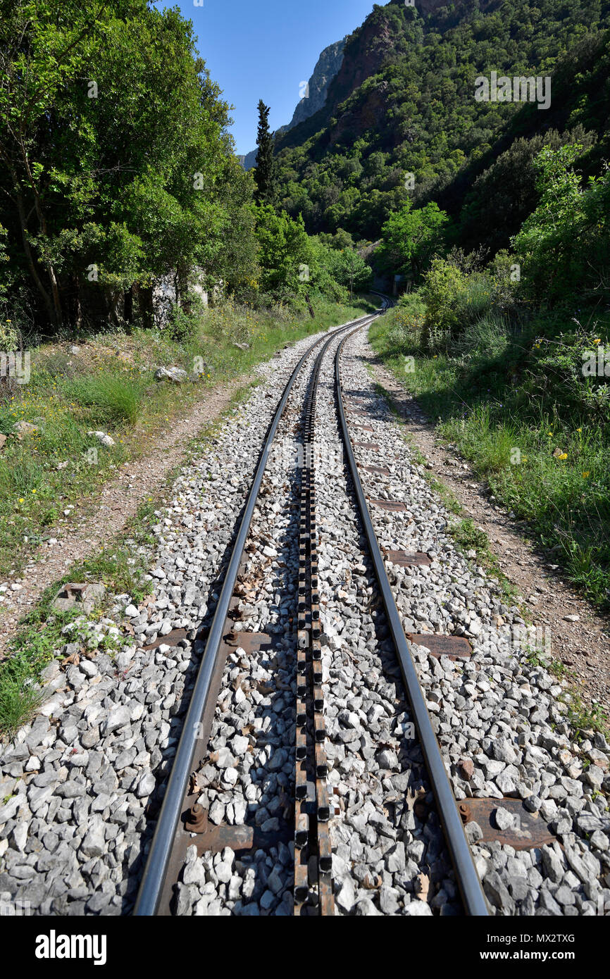 Odontotos rack railway greece hi-res stock photography and images - Alamy