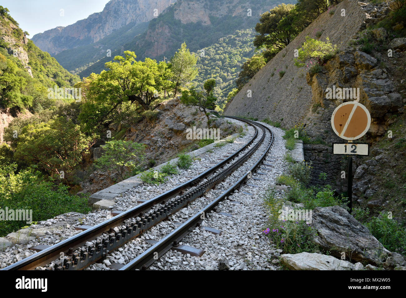 The Rack railway in Vouraikos gorge, Peloponnese, Greece Stock Photo ...