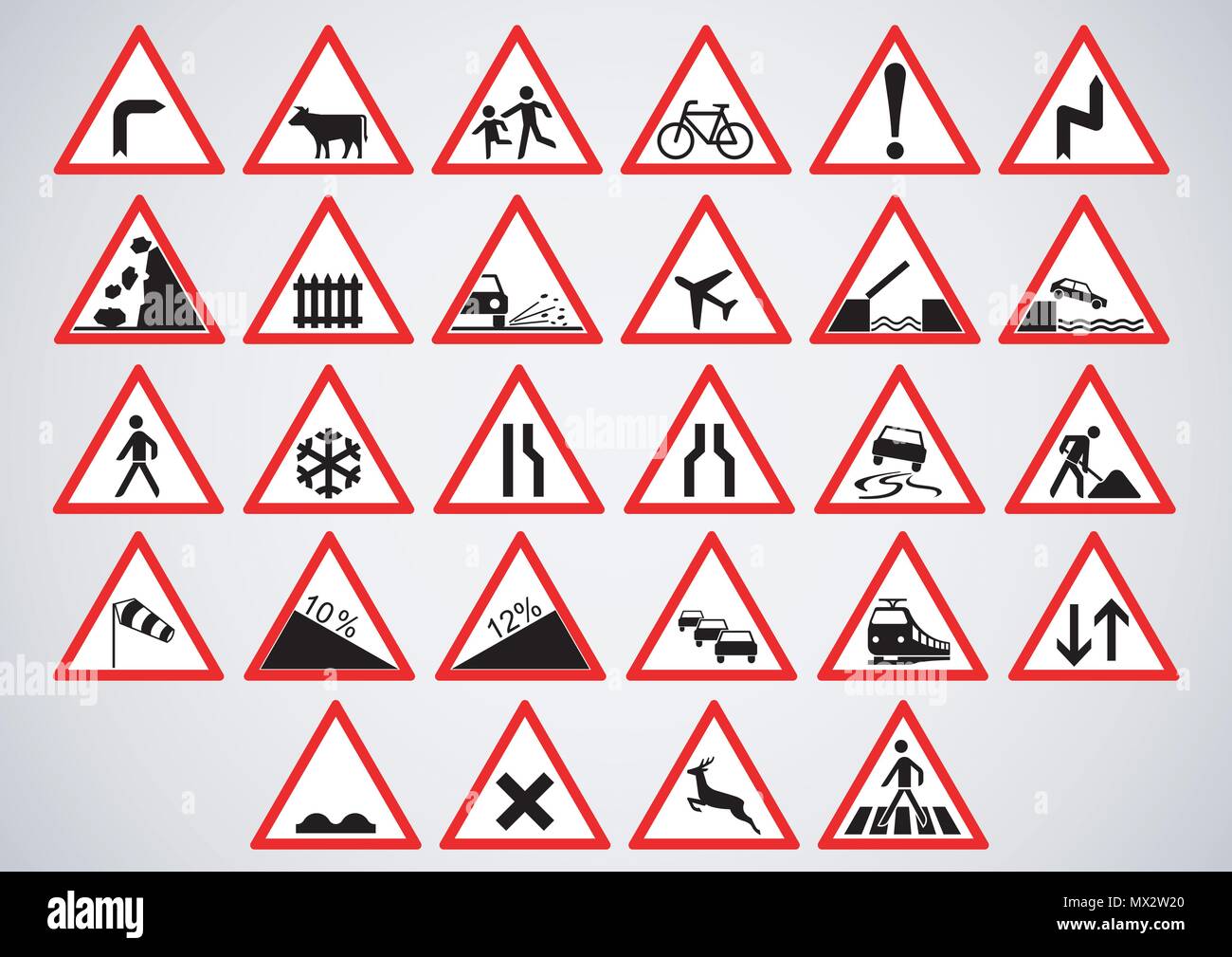 vector design of warning traffic sign pack Stock Vector Image & Art - Alamy