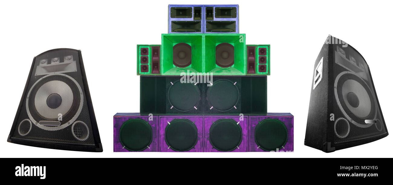big set of loudspeaker for a concert or music show studio Stock Photo ...