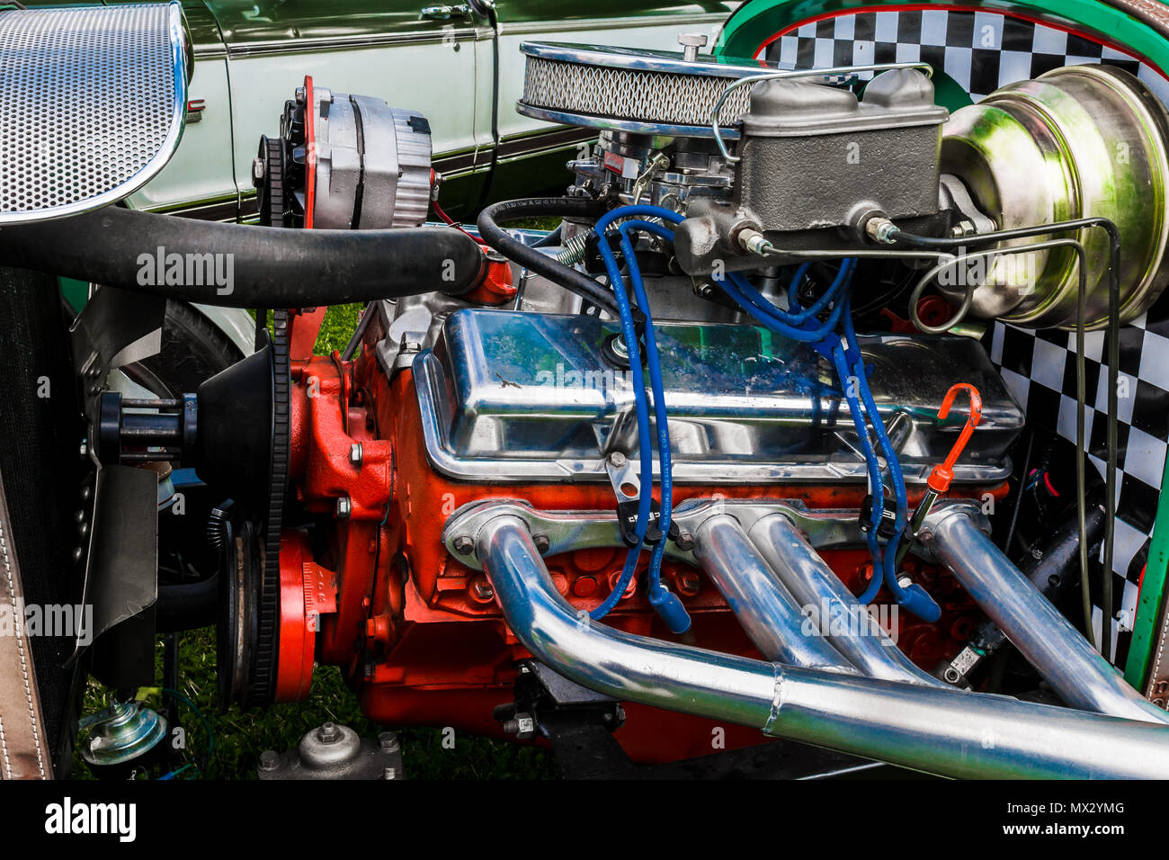 Vintage car featuring muscle engine parts Stock Photo - Alamy