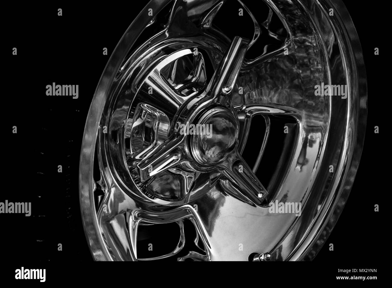 Vintage car chrome rims Stock Photo - Alamy