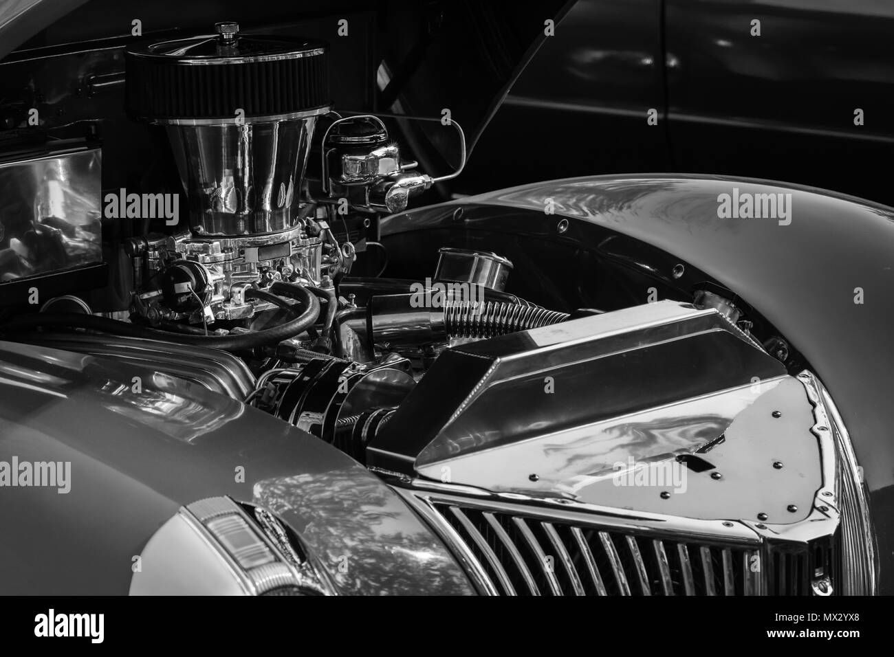 Vintage car featuring muscle engine parts Stock Photo - Alamy