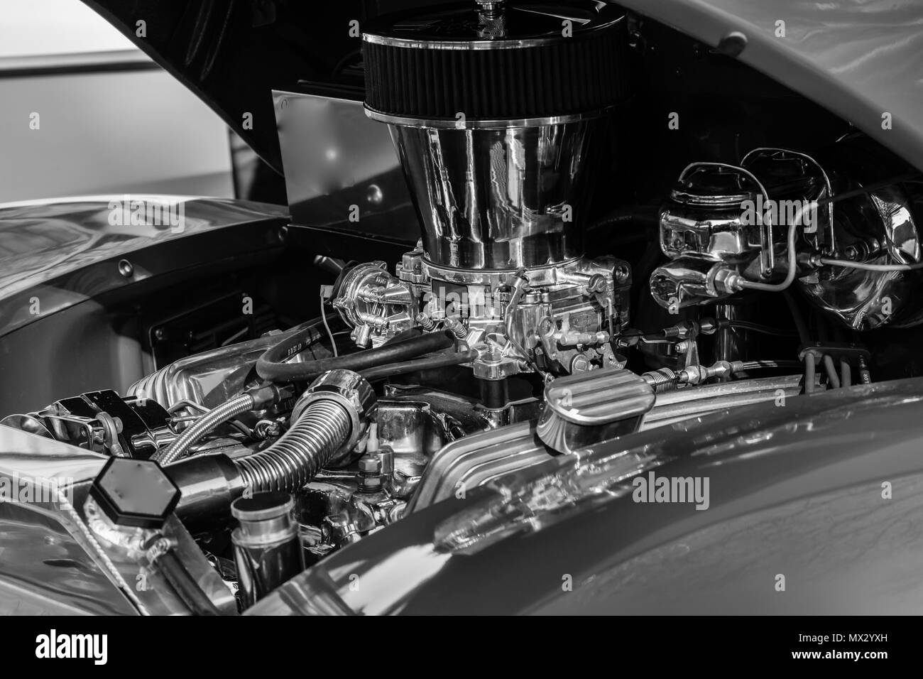 Vintage car featuring muscle engine parts Stock Photo - Alamy