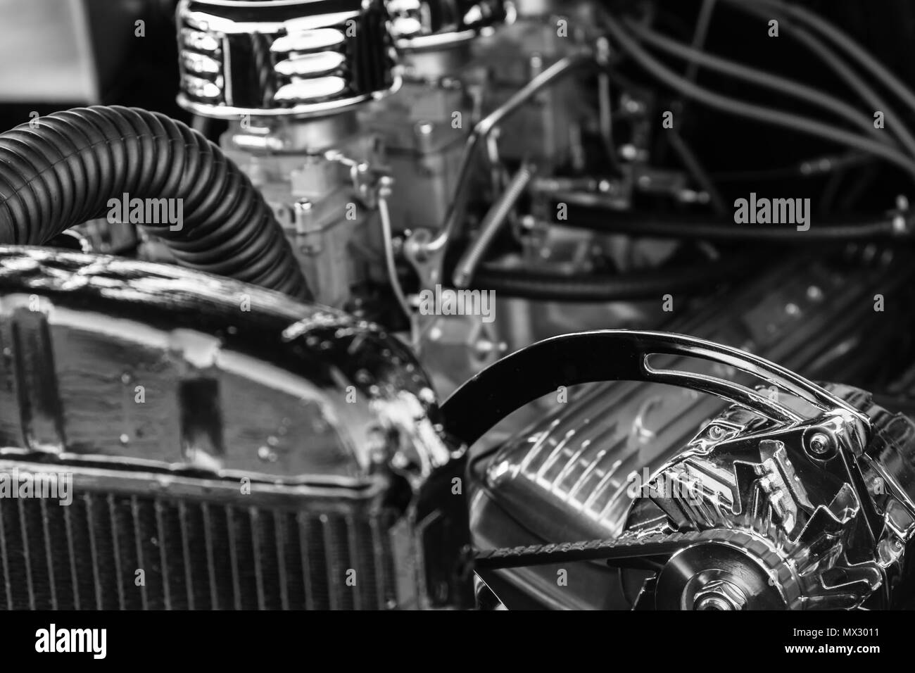 Vintage car featuring muscle engine parts Stock Photo - Alamy