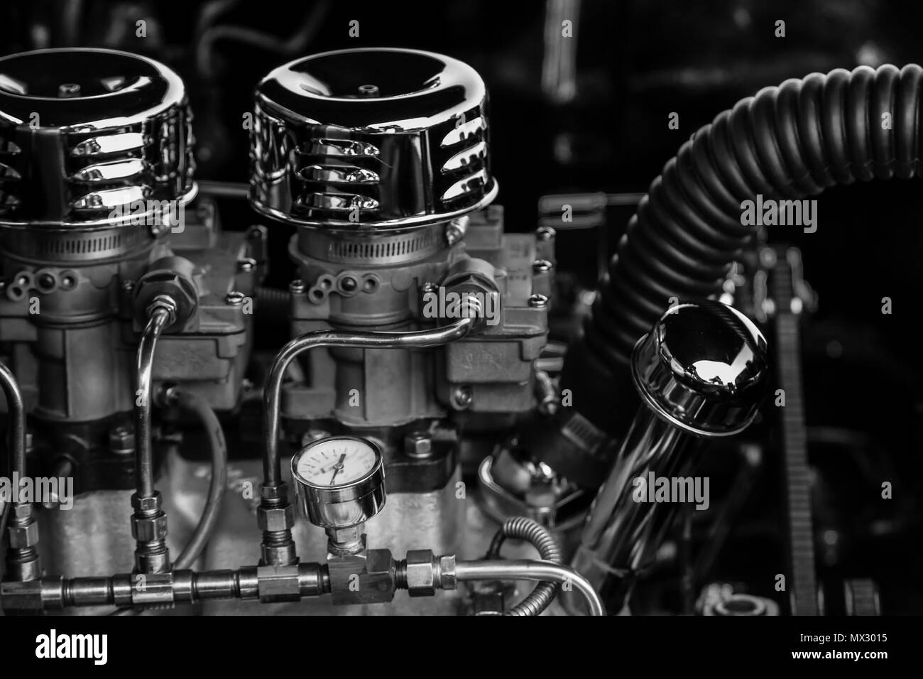 Vintage car featuring muscle engine parts Stock Photo - Alamy