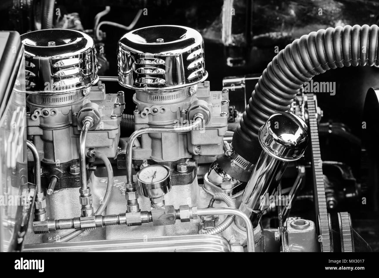 Vintage car featuring muscle engine parts Stock Photo - Alamy