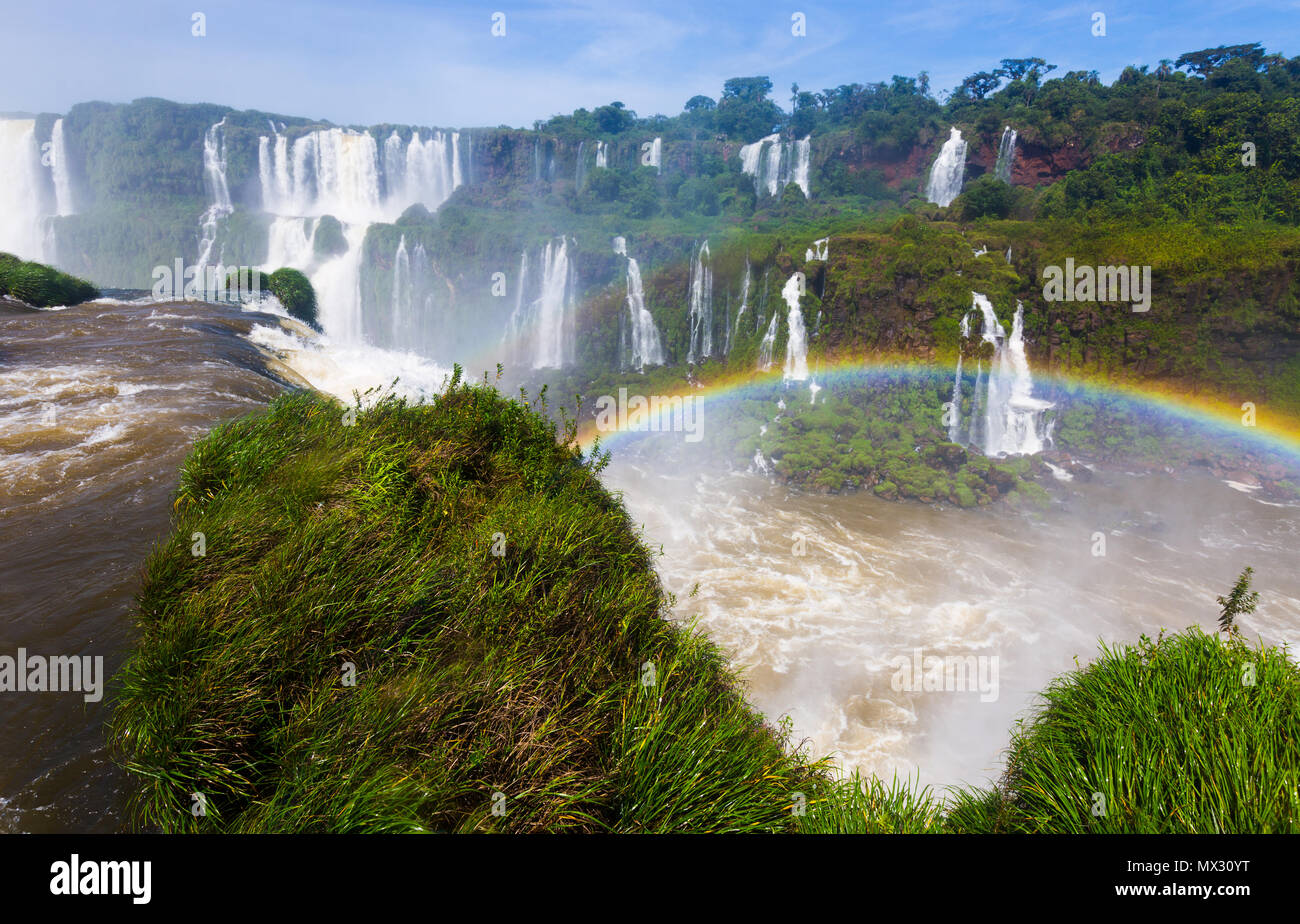 General viewing of the impressive Iguazu Falls system in Brazil Stock ...