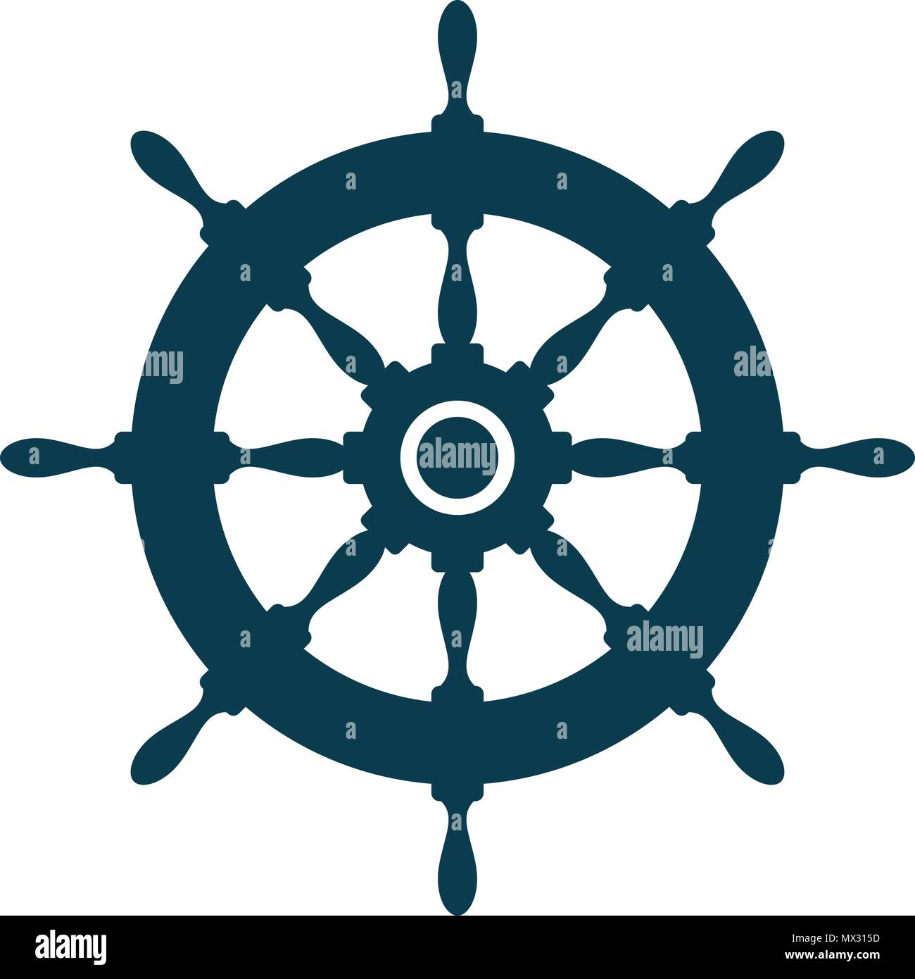 Flat ship wheel on white background. Nautical icon design Stock Vector ...