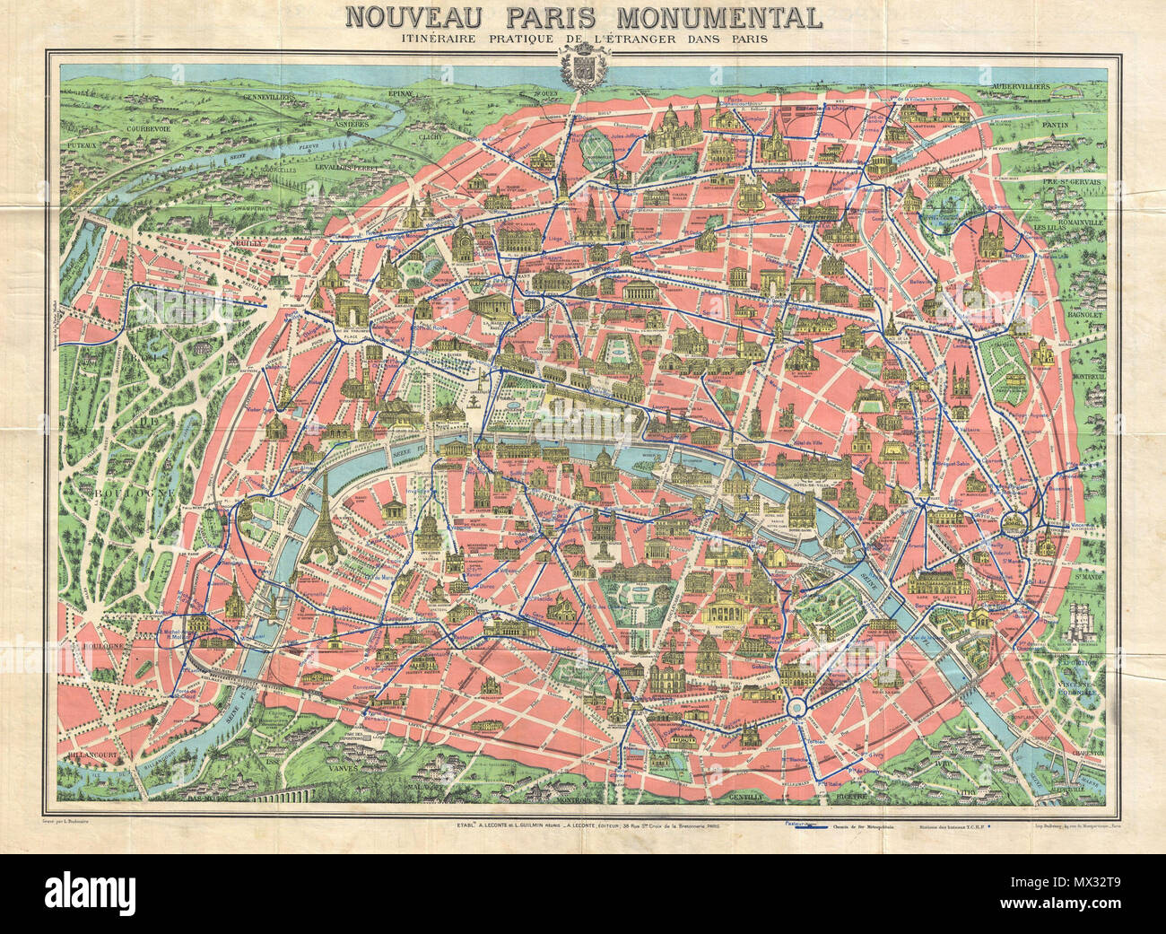 Map of sacre coeur hi-res stock photography and images - Alamy