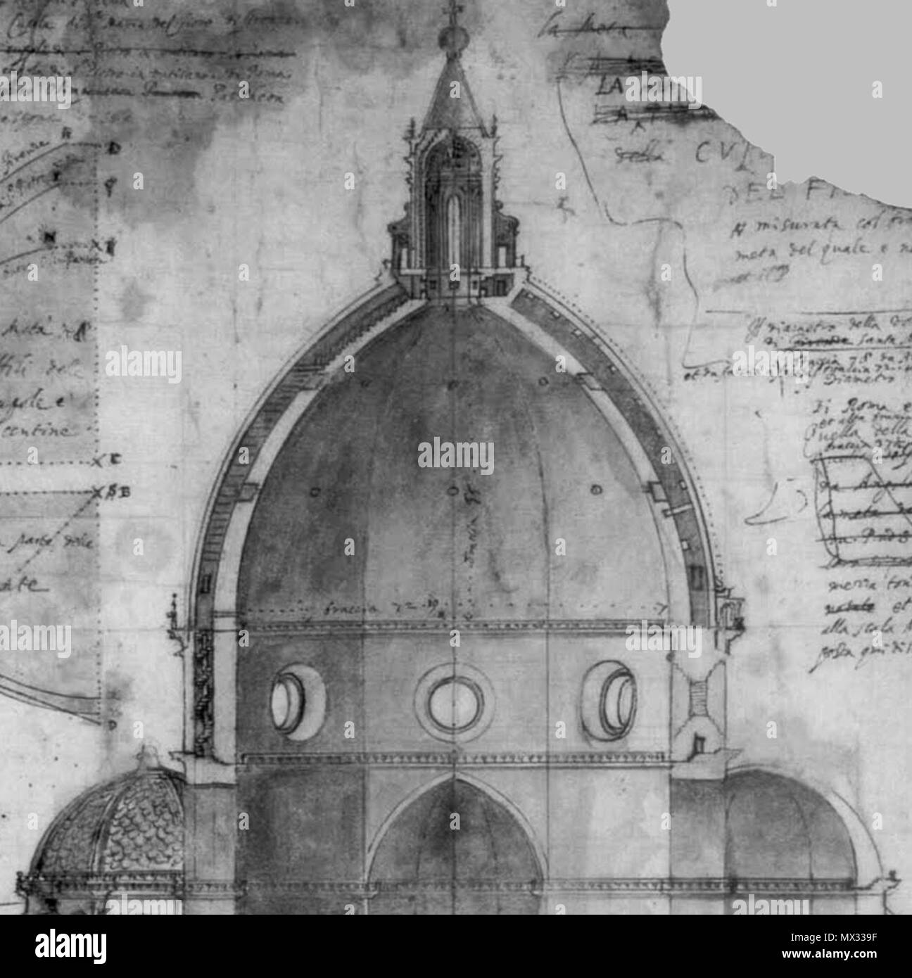 . English: Cigoli's drawing of Brunelleschi's Santa Maria del Fiore ...